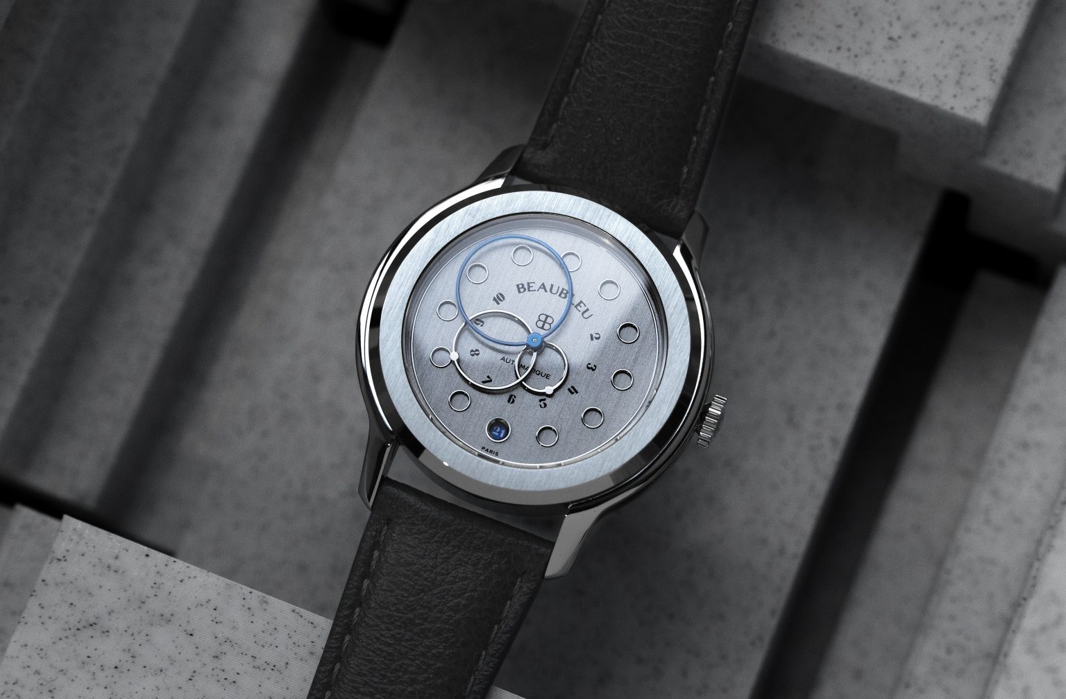 Beaubleu Vitruve Steel Date B03-DATE-LEATHER - Automatic Watches