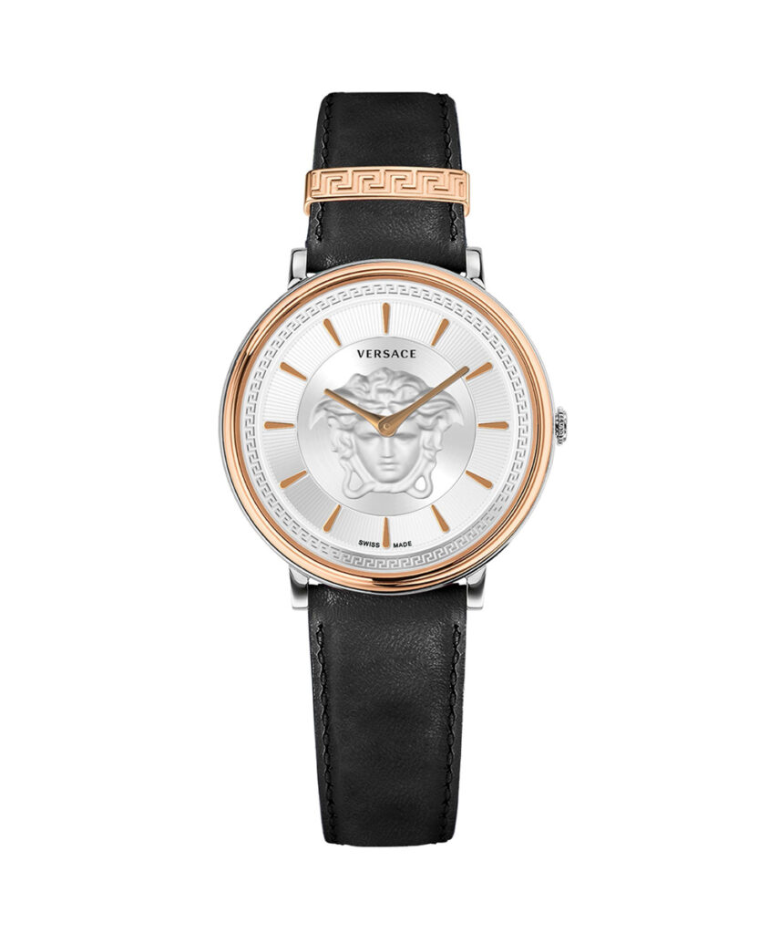 VERSACE Analog Black Leather. Quartz watches
