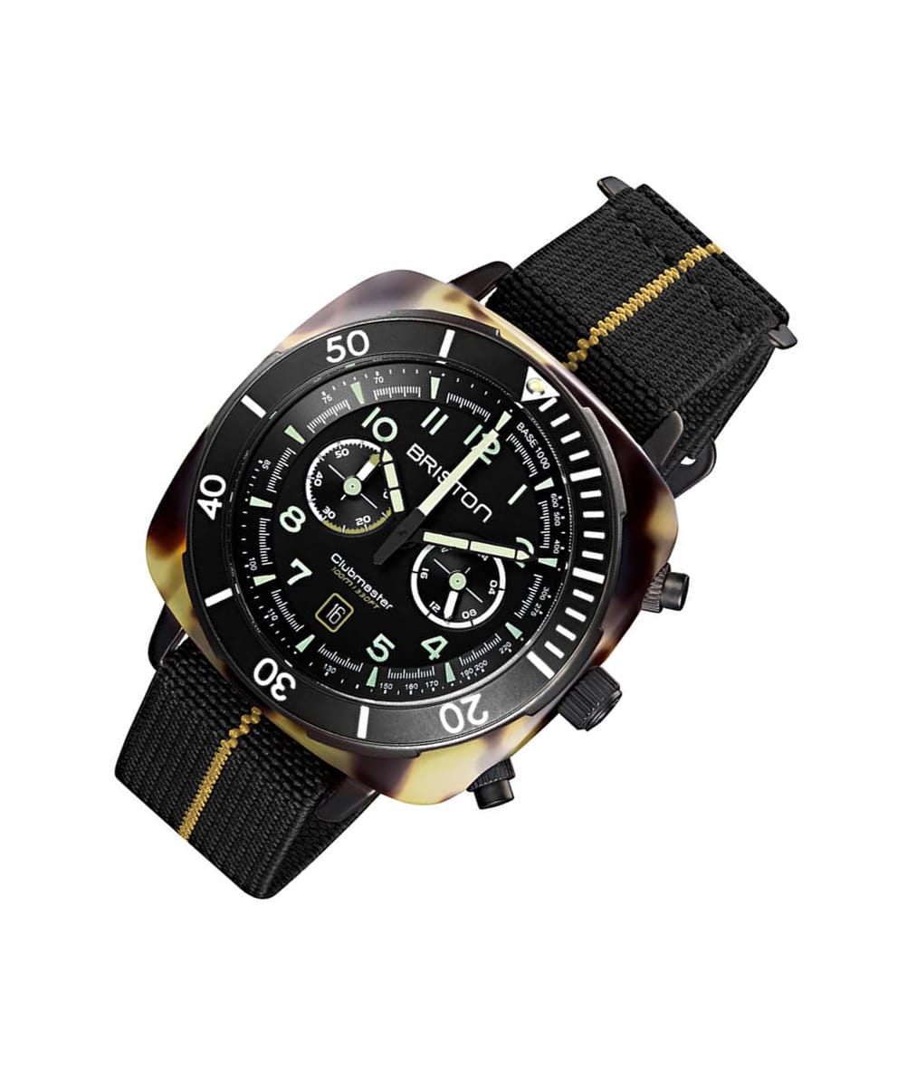 BRISTON Watch Clubmaster Outdoor Acetate Black 44mm-quartz Watch 23144 ...
