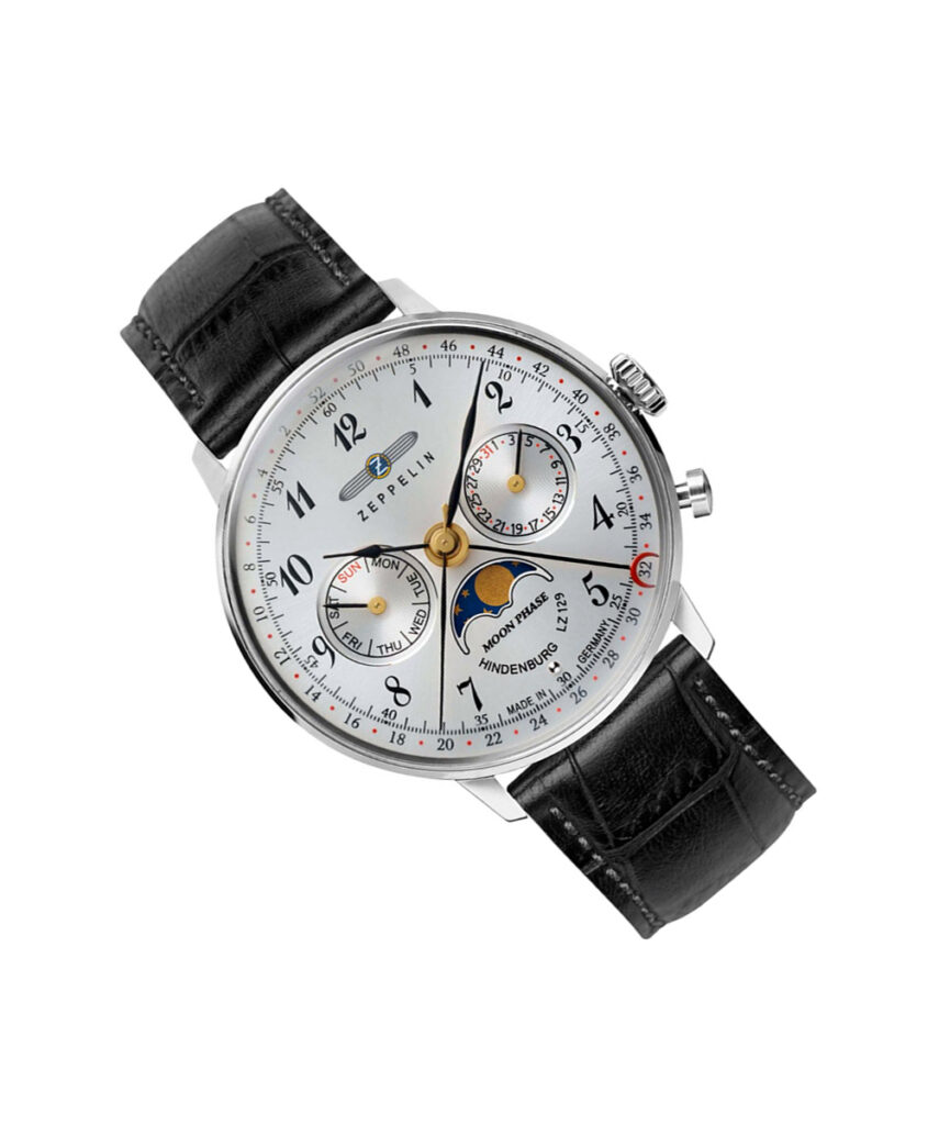 Zeppelin Watch Lz 129 Hindenburg Moonphase Black Women 7037-1- Quartz Watch