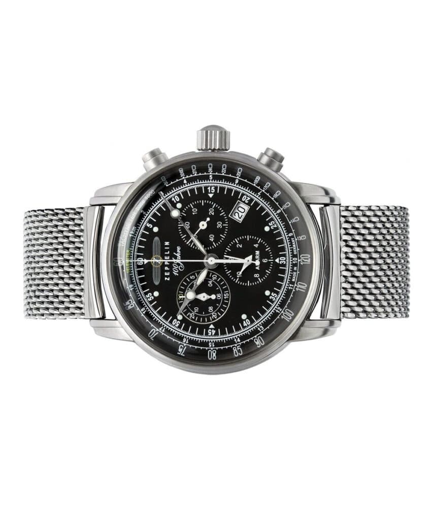 Zeppelin 100 Jahre Silver Steel Alarm 7680-M2- Quartz Watch