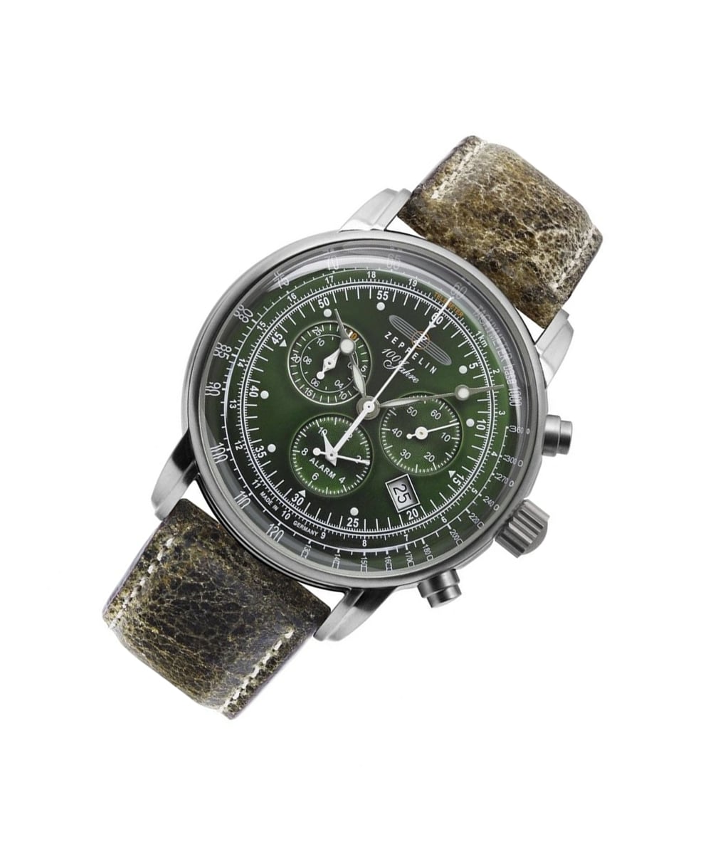 Zeppelin 100 Jahre Green Alarm 8680-4- Quartz Watch