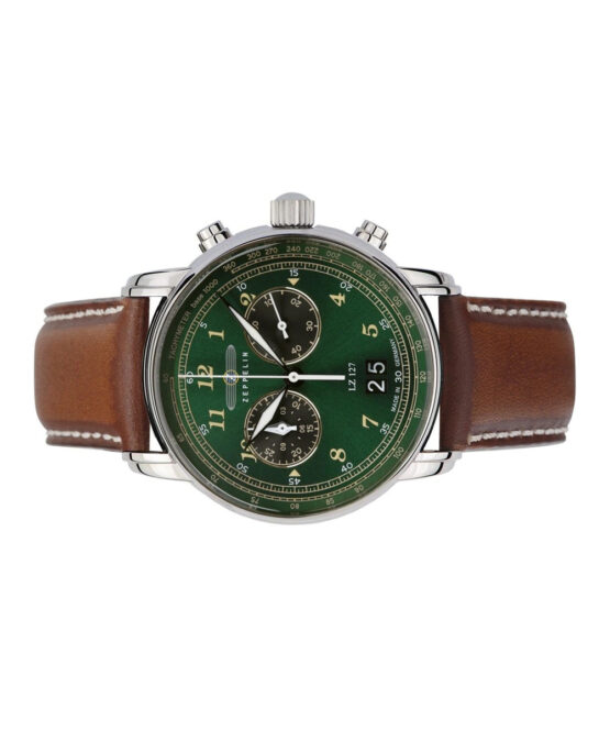 Zeppelin Watch Lz 127 Graf Zeppelin Men Green Dial 8684-4- Quartz Watch