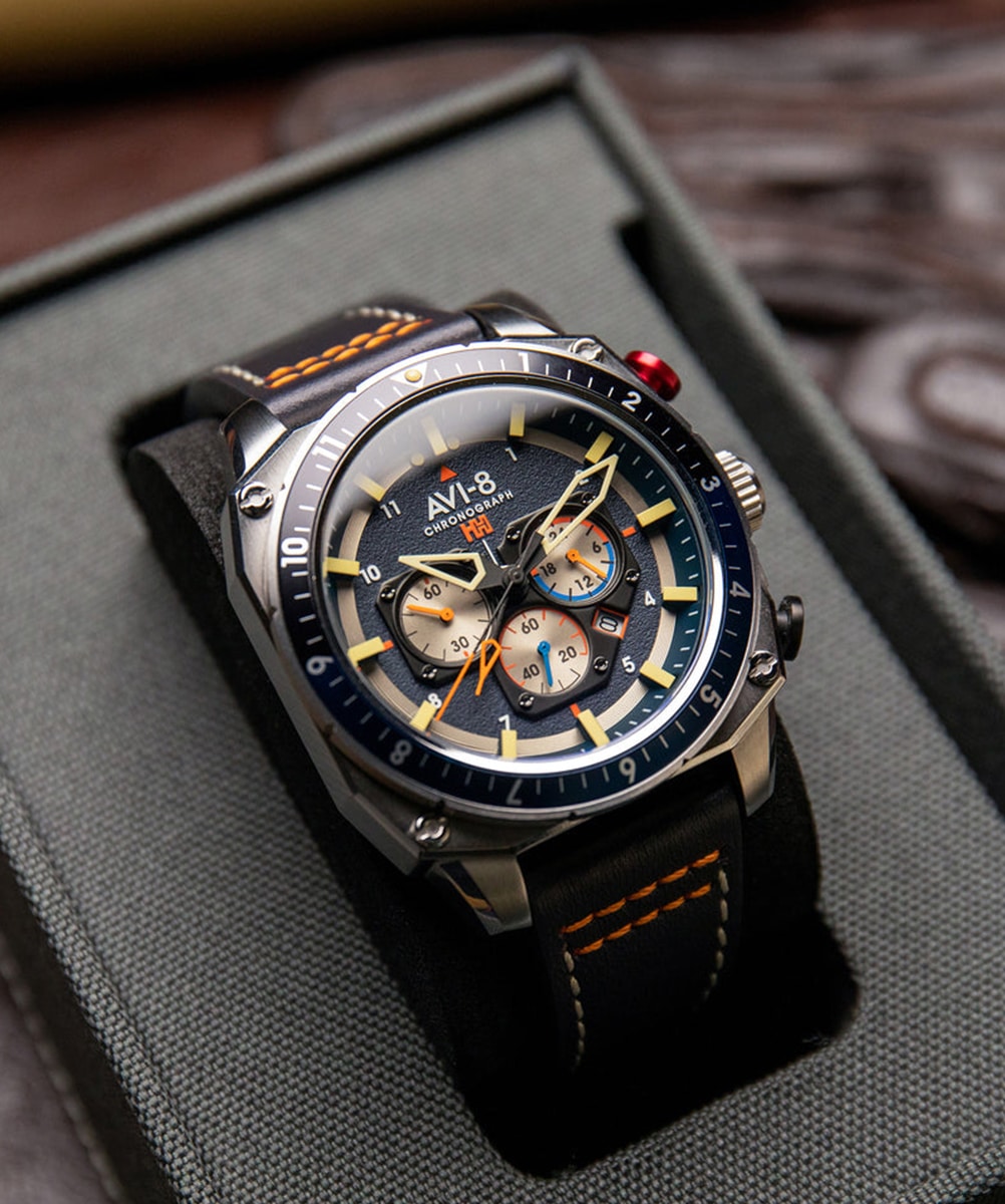 AVI-8 Watch Hawker Hunter Dual Time Chronograph Blue AV-4100-02 ...