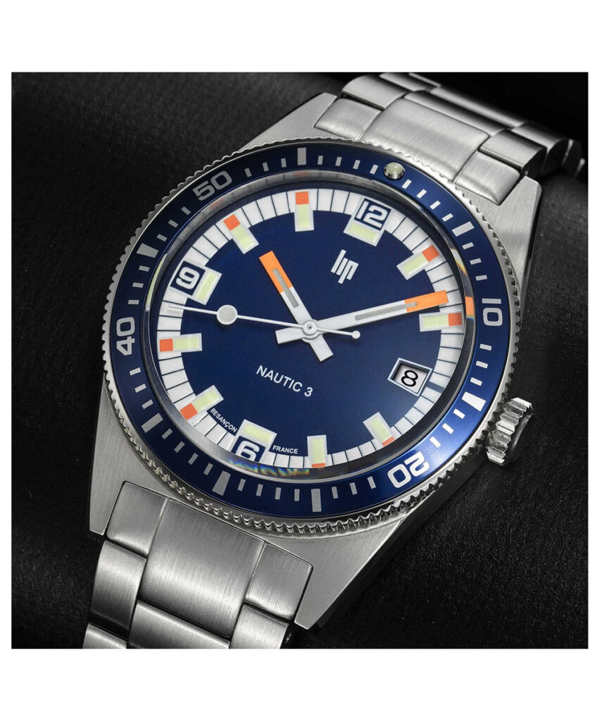 Lip Nautic 3 Watch 39mm Steel Blue Dial 671853 - Automatic