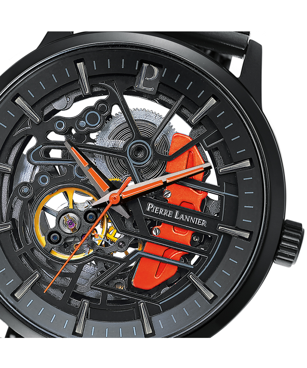 Pierre Lannier Paddock Black Milanese Steel Watch 338A459