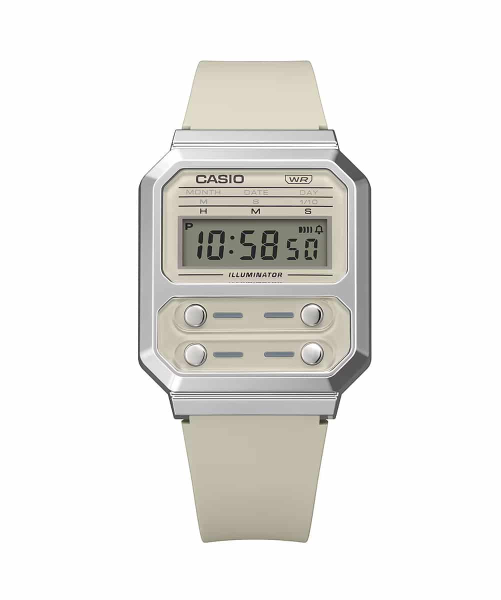 Casio Watch Retro Vintage LCD Cream Edgy Collection A100WEF-8AEF